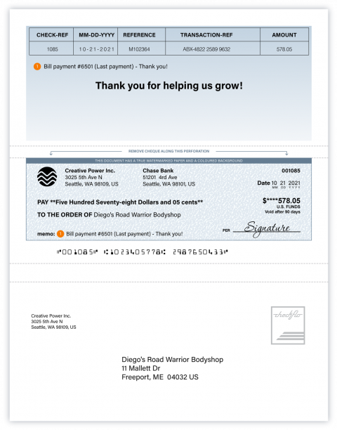 Memo - Same Day Check Printing & Mailing Service | Checkflo