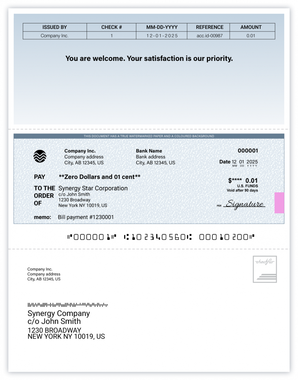 Advanced Security Features | Check Printing & Mailing Service | Checkflo