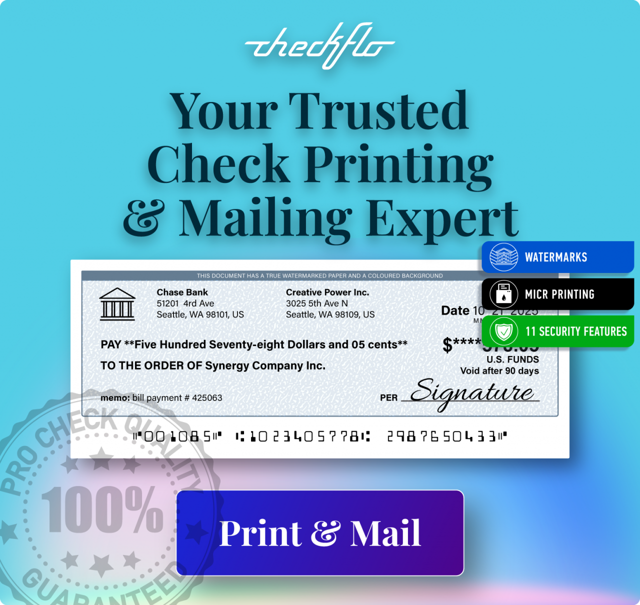 Outsource Check Printing and Mailing Services for Businesses | Checkflo